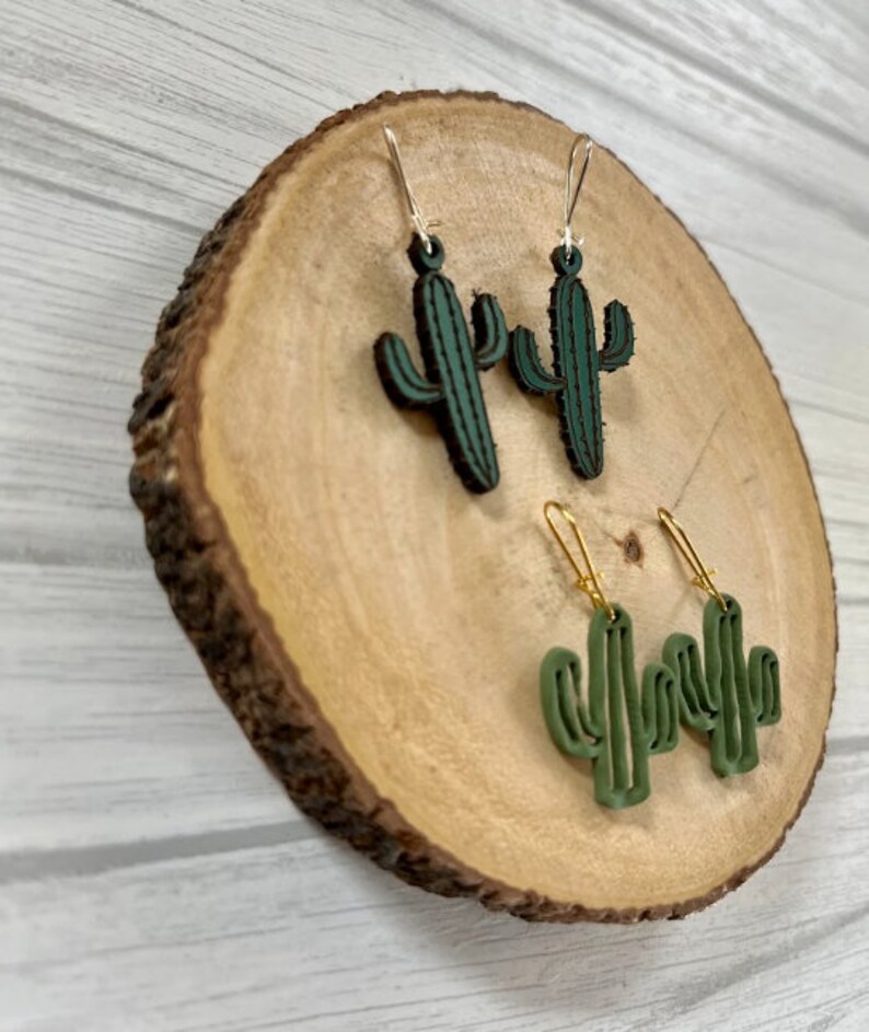 Saguaro Cactus Arizona Desert Daggling Earrings Gold - Etsy