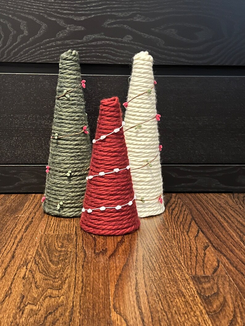 Set of 3 Decorative Yarn Trees - Etsy