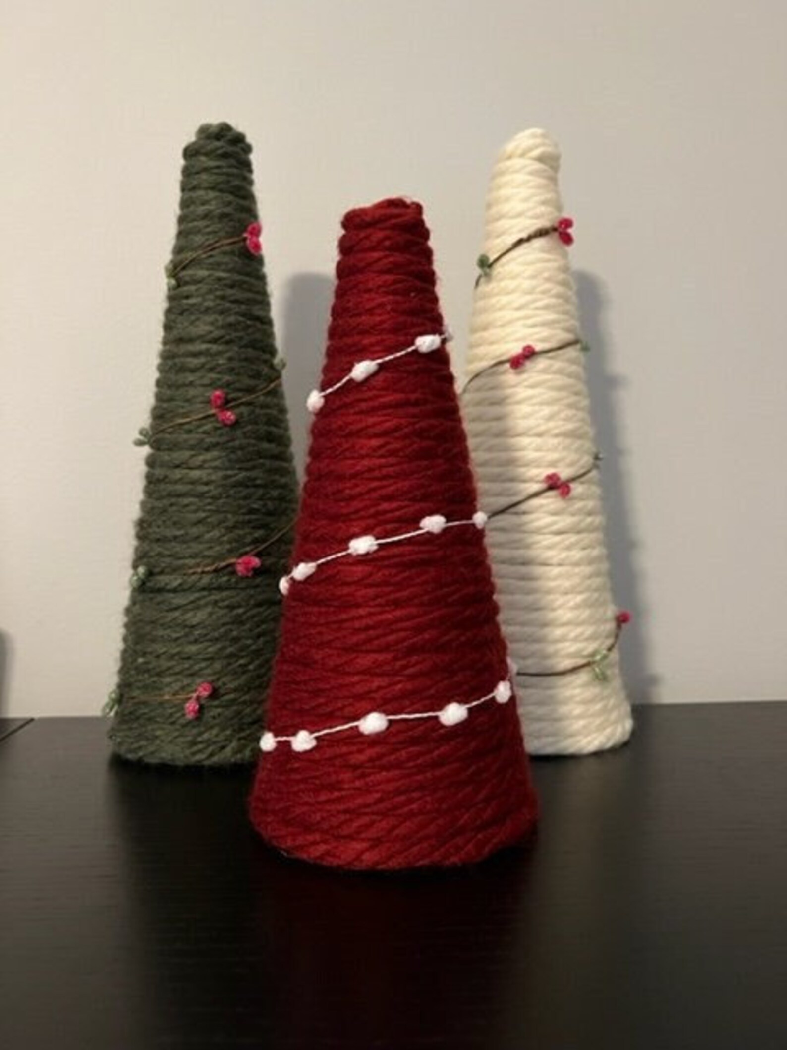 Set of 3 Decorative Yarn Trees - Etsy