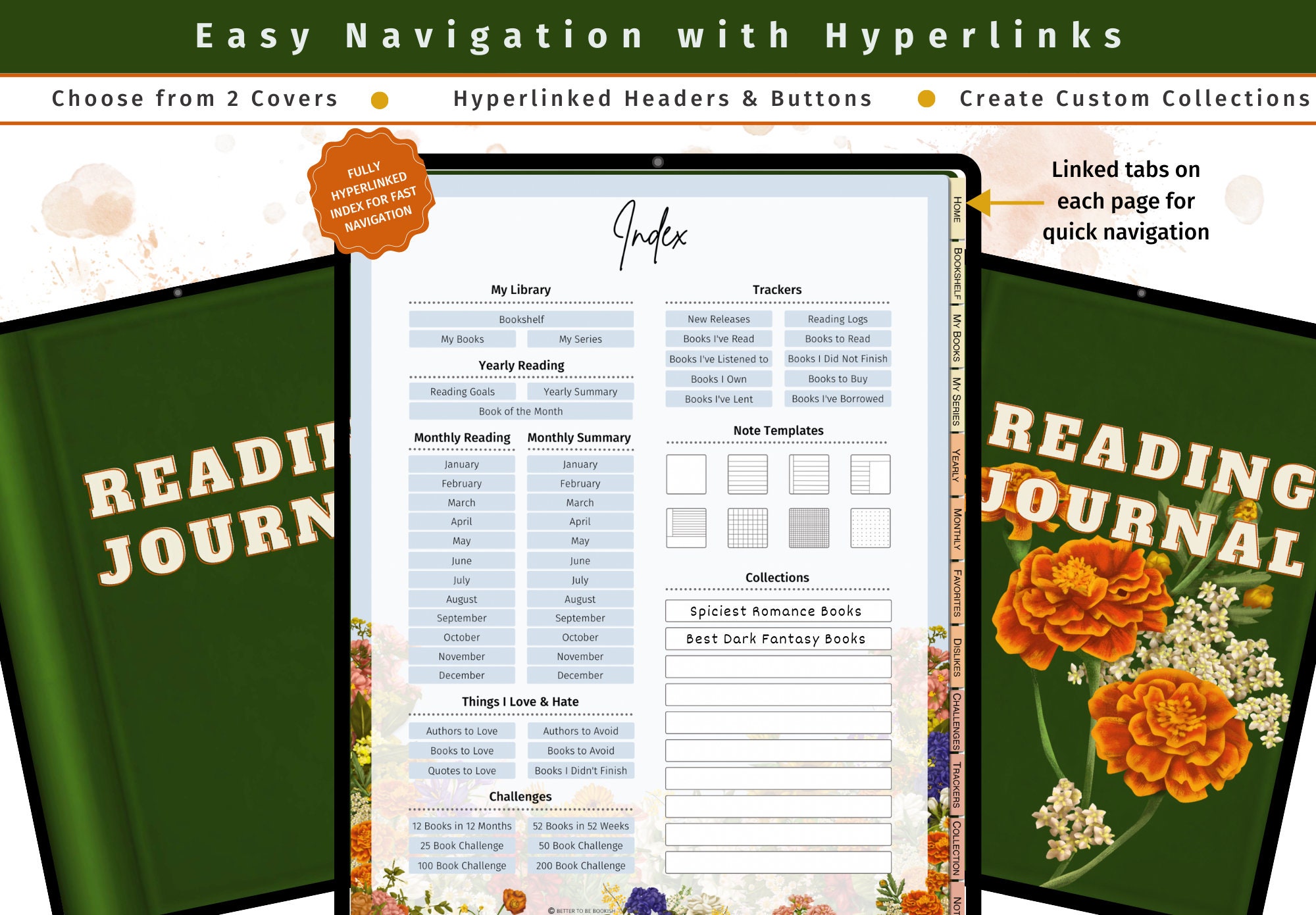 Garden Party Digital Reading Journal & Tracker, Reading Journal ...