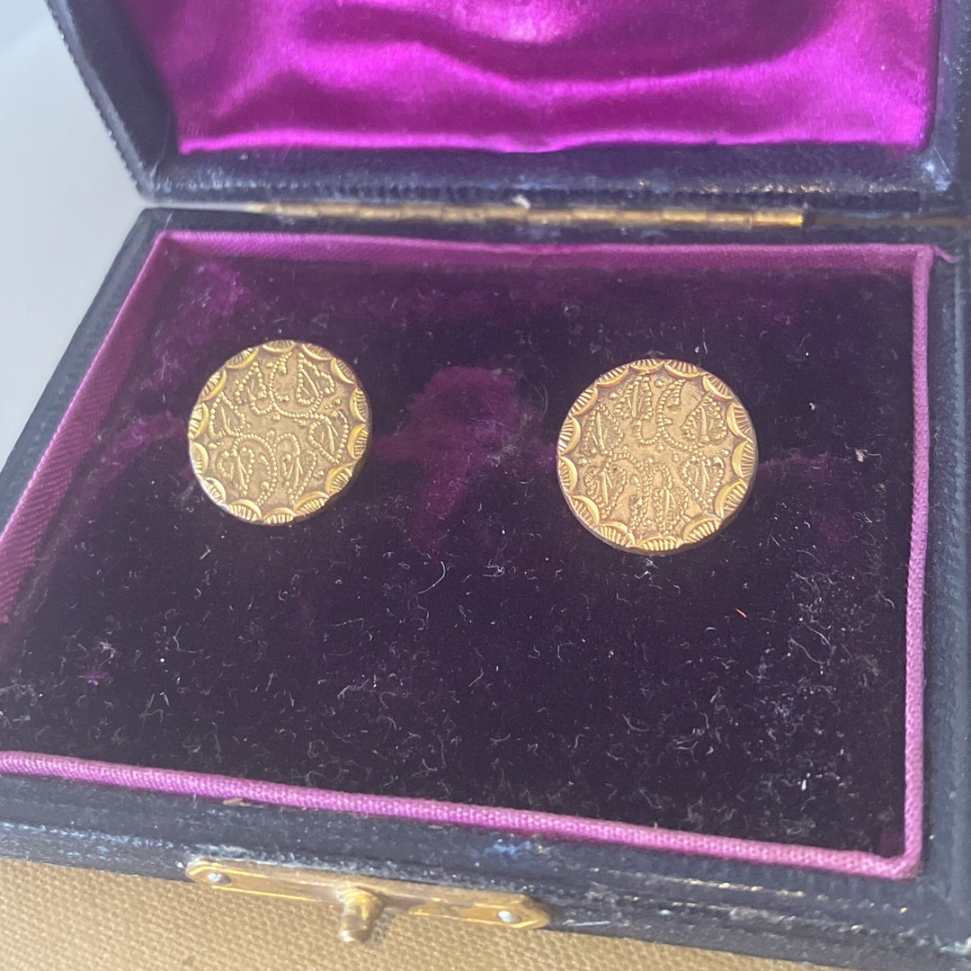 Vintage Pair of Gilt Cuff Buttons Marked triple Gilt - Etsy