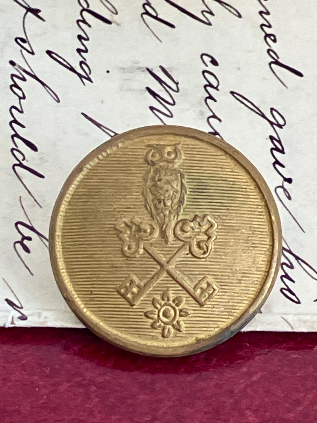 Vintage Owl Livery Button, Collectible Antique Gilt Button, Antique ...
