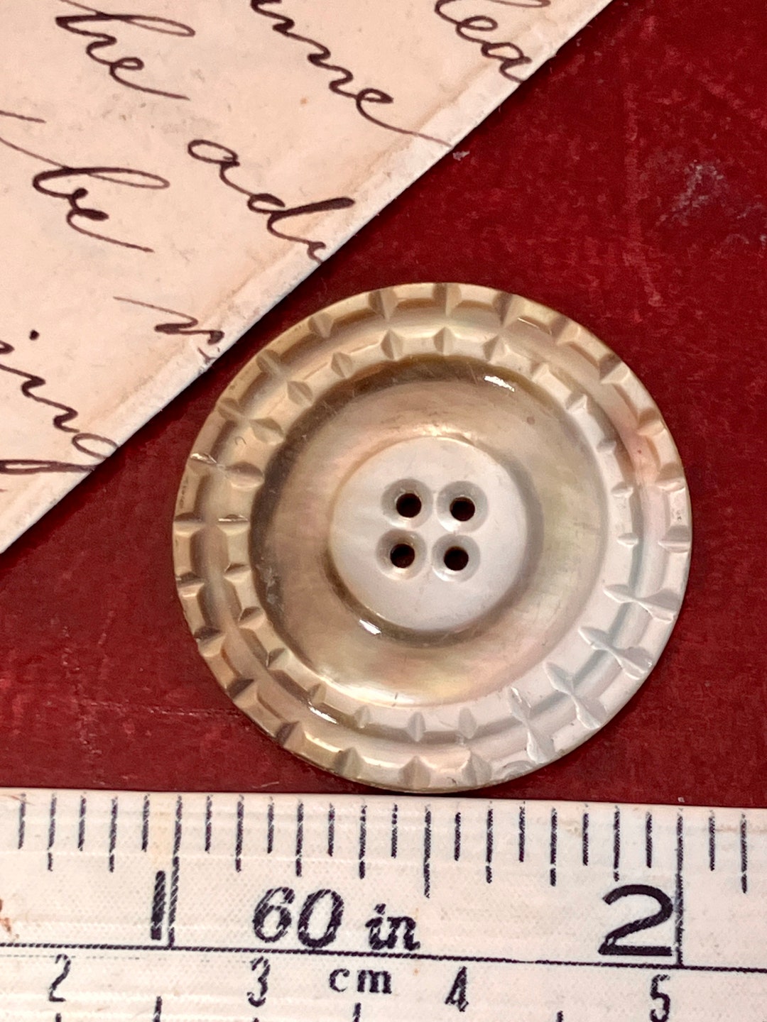 Vintage Carved Mother-of-pearl Button: Etched Shell Button - Etsy New ...