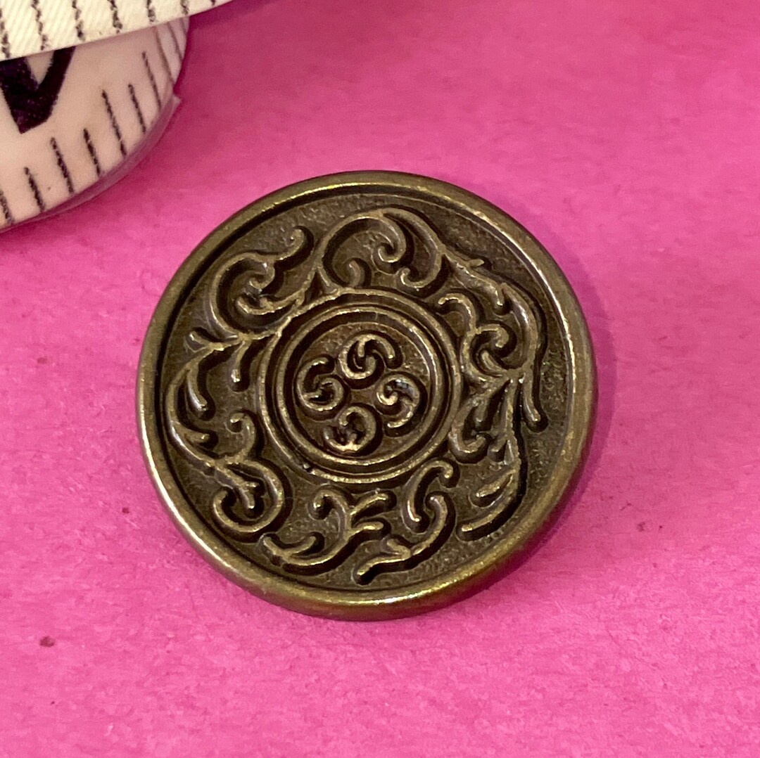 Vintage Brass Button Recessed Design Button - Etsy