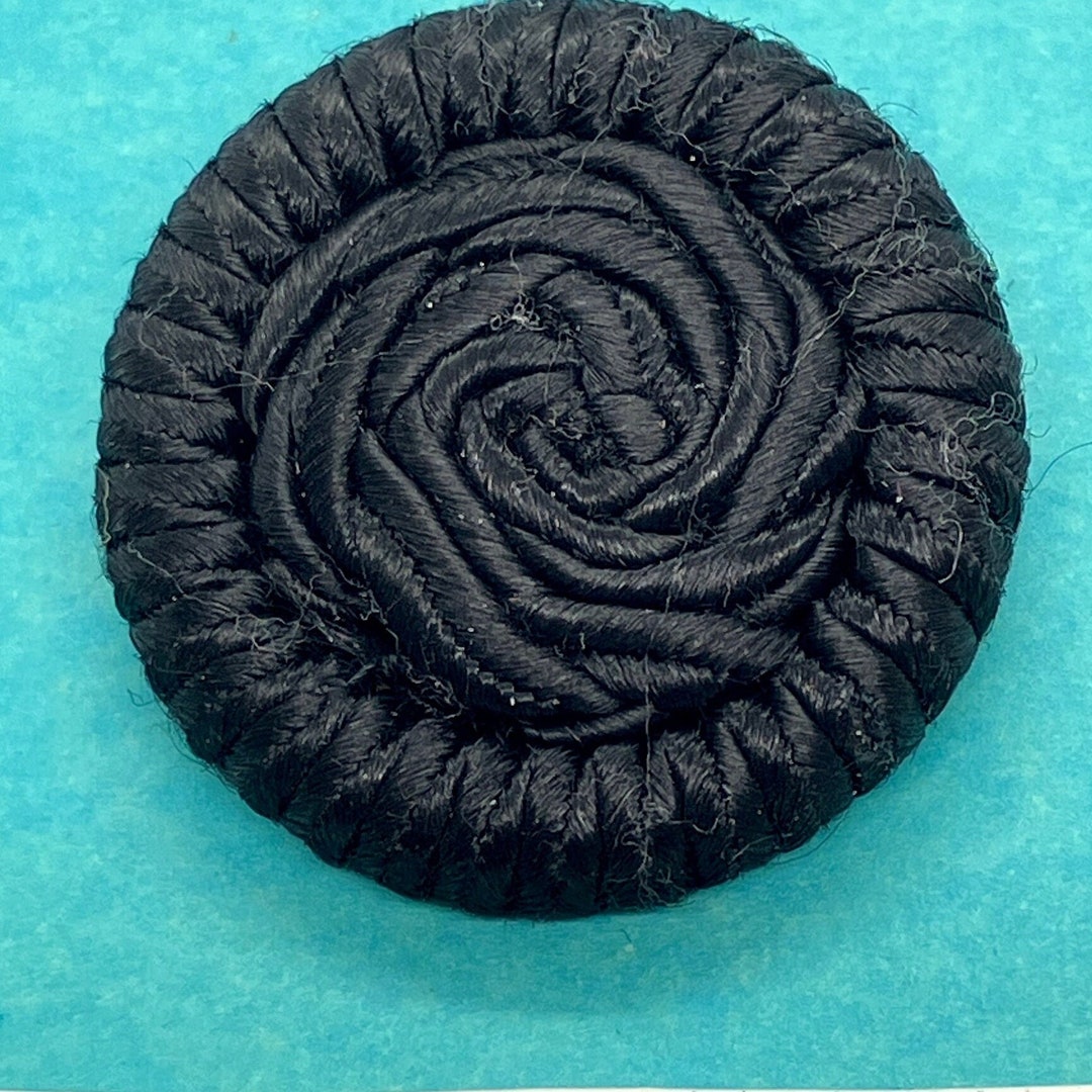 Pair of Large Vintage Black Fabric Buttons With Central Rose Design - Etsy