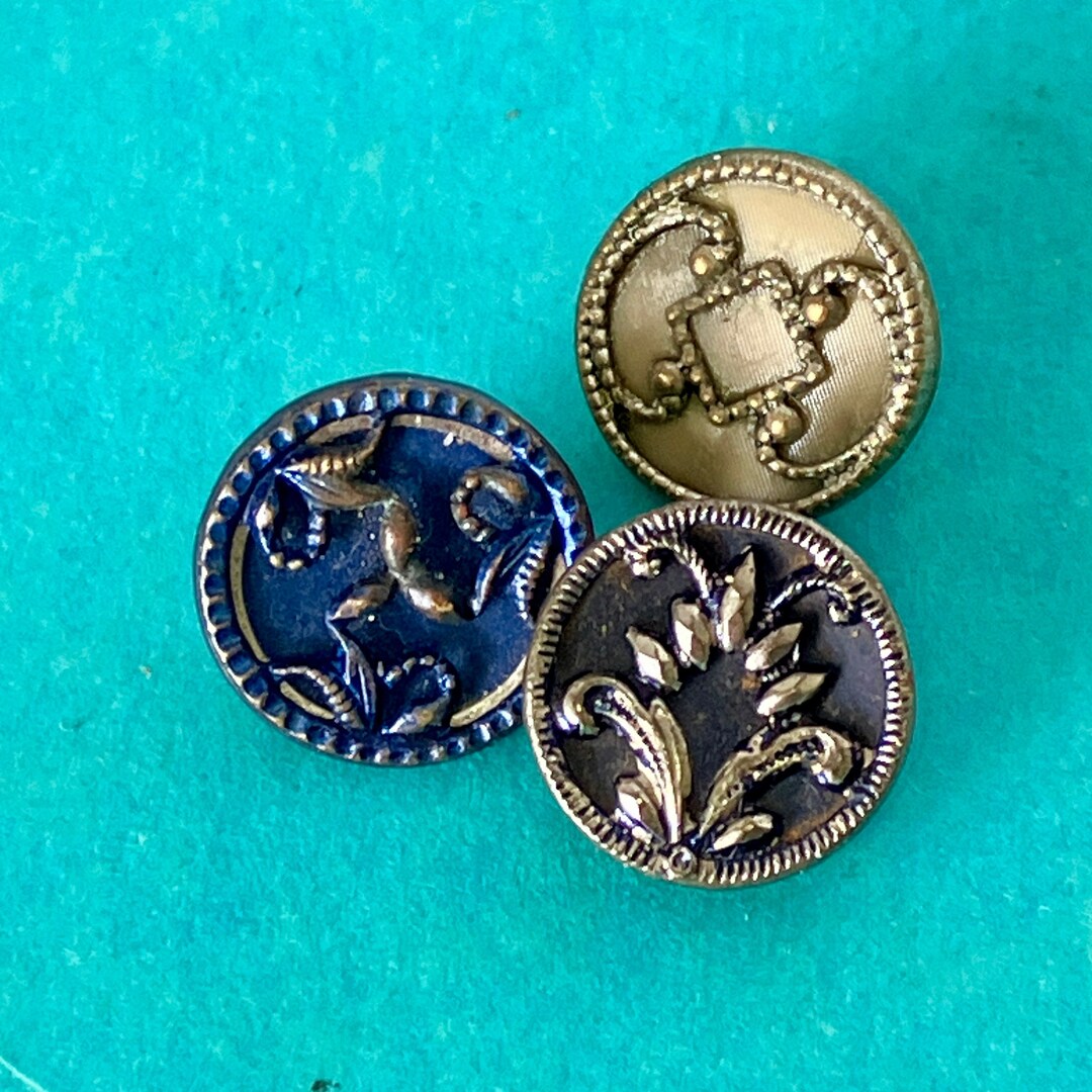Vintage Collection of Three Metal Buttons Celluloid Backed Buttons - Etsy