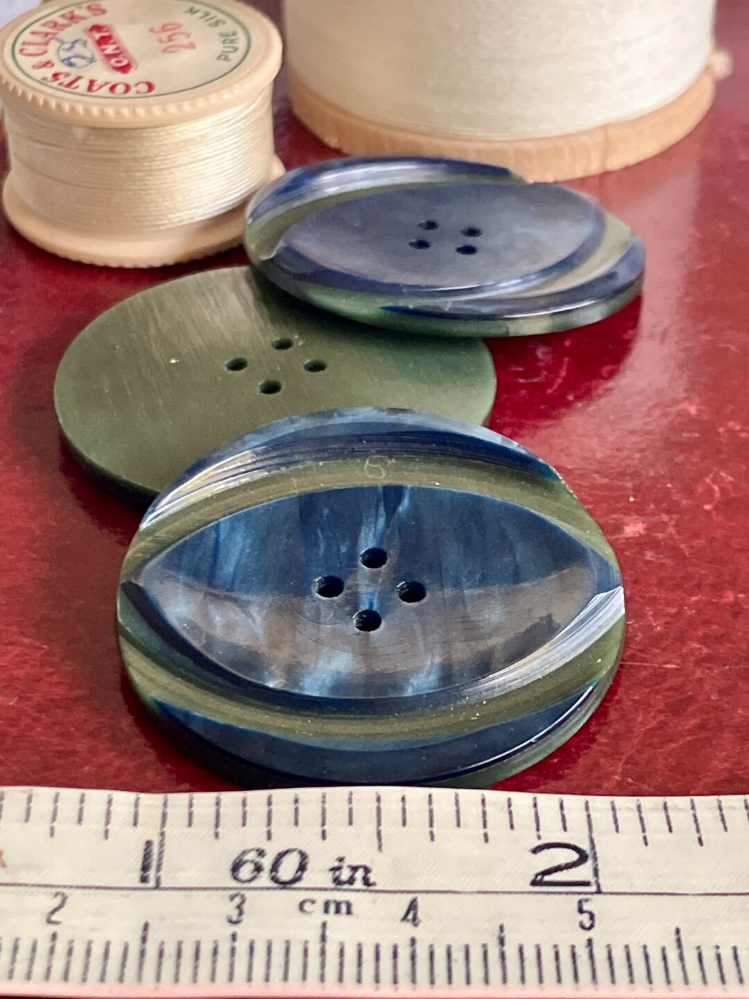 Vintage Coat Button Set, Collectible Vintage Large Buttons, Large Green ...