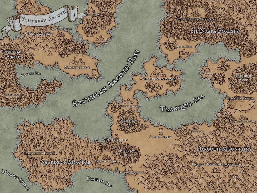 Southern Argoth, Dnd Map, Ttrpg Map, Region Map, RPG D&D Map - Etsy