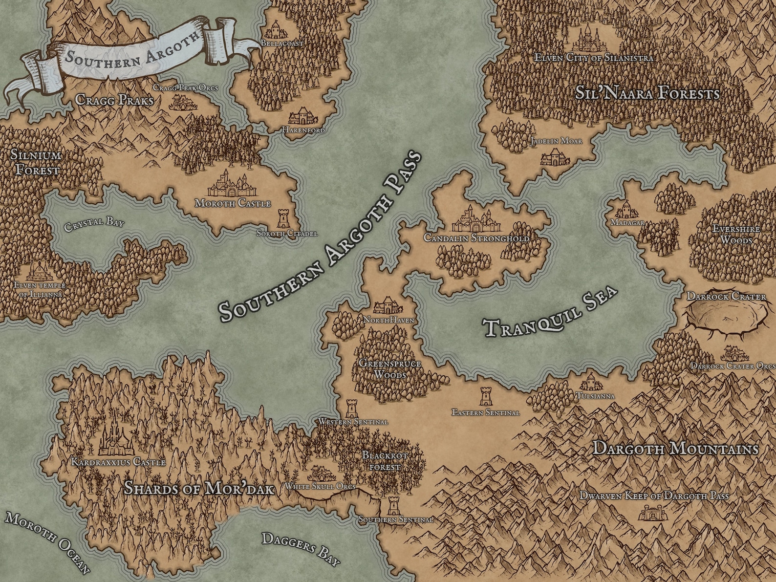 Southern Argoth, Dnd Map, Ttrpg Map, Region Map, RPG D&D Map - Etsy