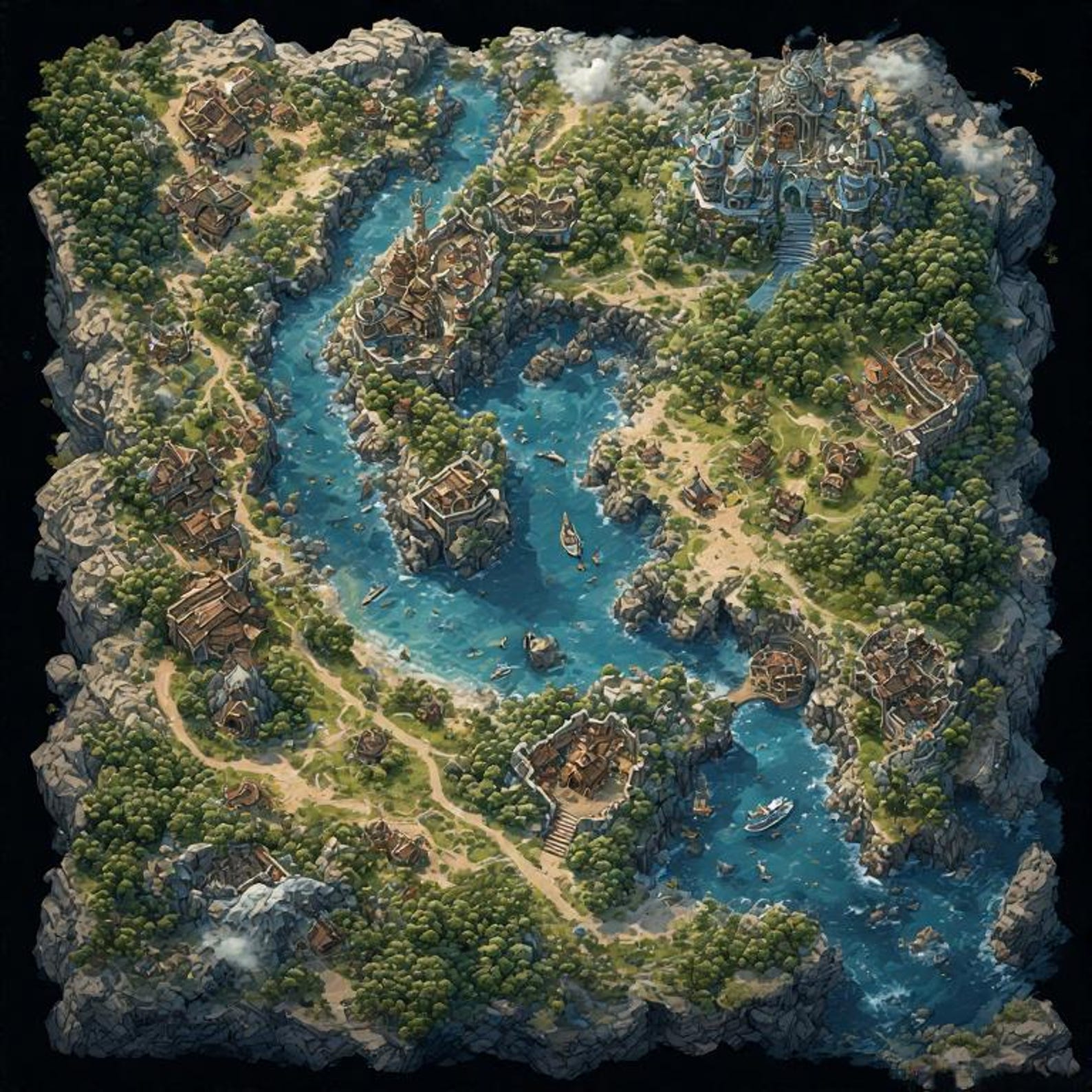 TTRPG Battlemap Cattle and Town by the River - Etsy