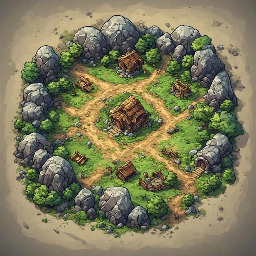 TTRPG Battlemap Secret Stone Shielded Village in the Woods - Etsy