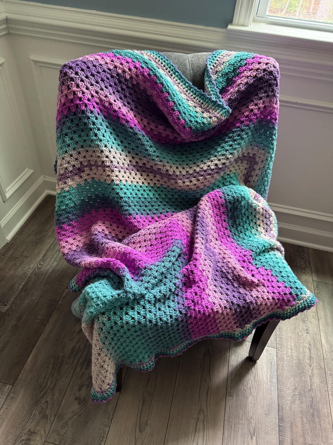 Crochet Afghan, Handmade Throw Blanket, Heirloom, Lion Brand Yarn ...