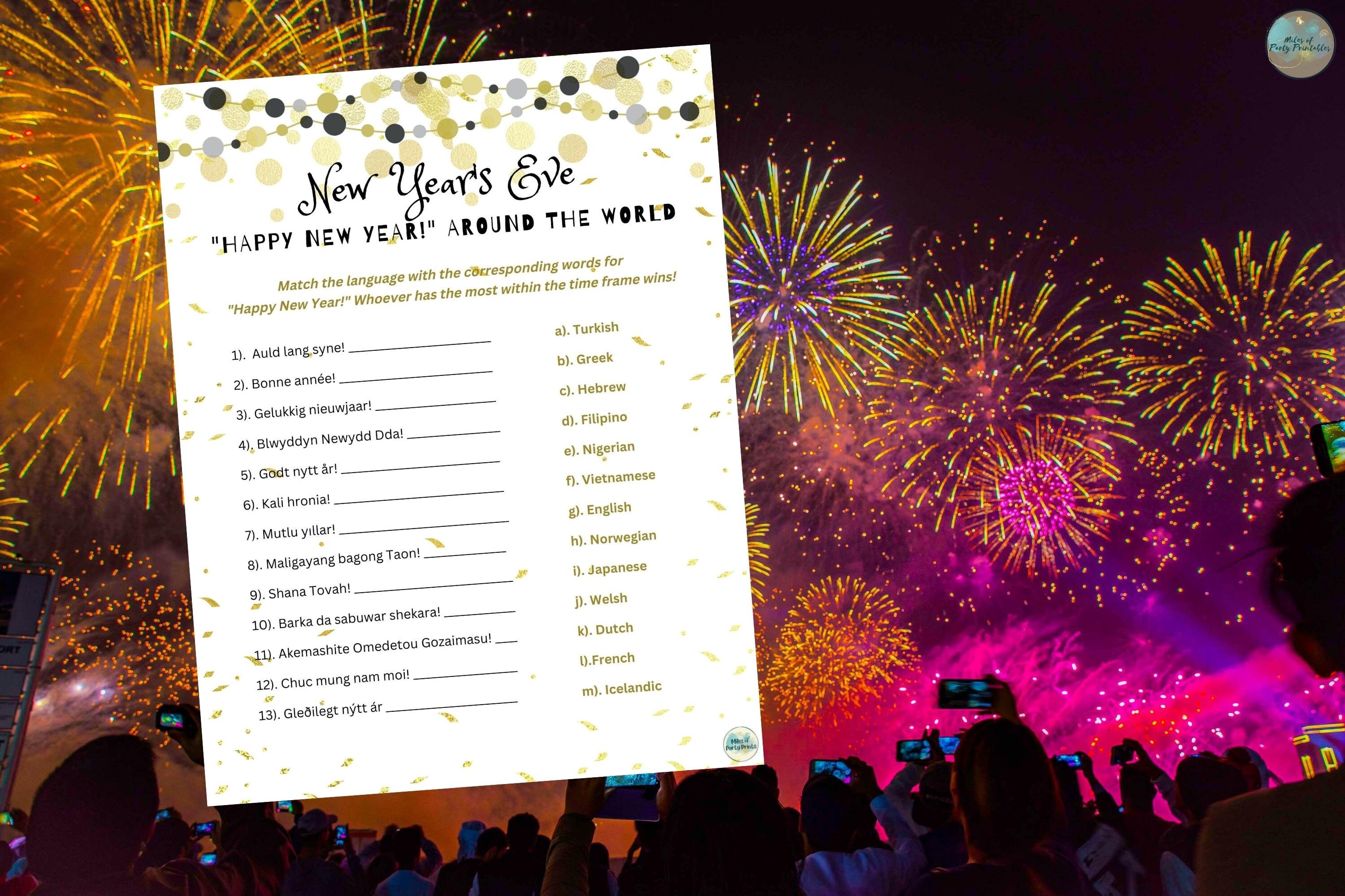 NYE Around the World New Years Eve Games Printable Nye Activity Party ...
