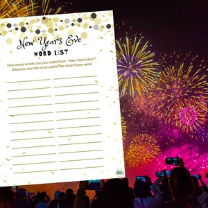 NYE Word List New Years Eve Games printable Nye Activity party Games ...