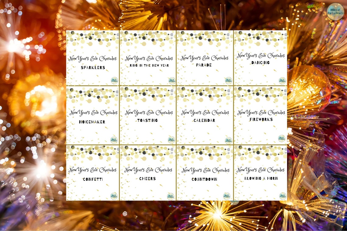 NYE Charades New Years Eve Games printable Nye Activity party Games NYE ...