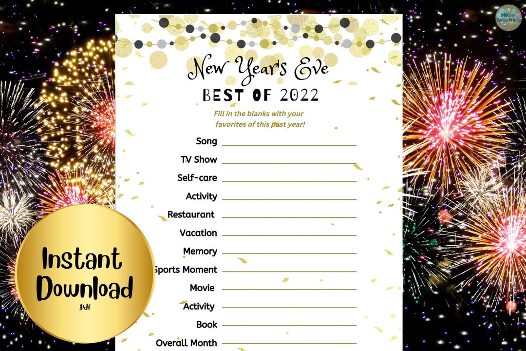 NYE Best of 2022 New Years Eve Games Printable Nye Activity Party Games ...