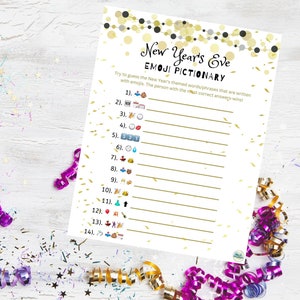 NYE Emoji Pictionary New Years Eve Games Printable Nye Activity Party ...