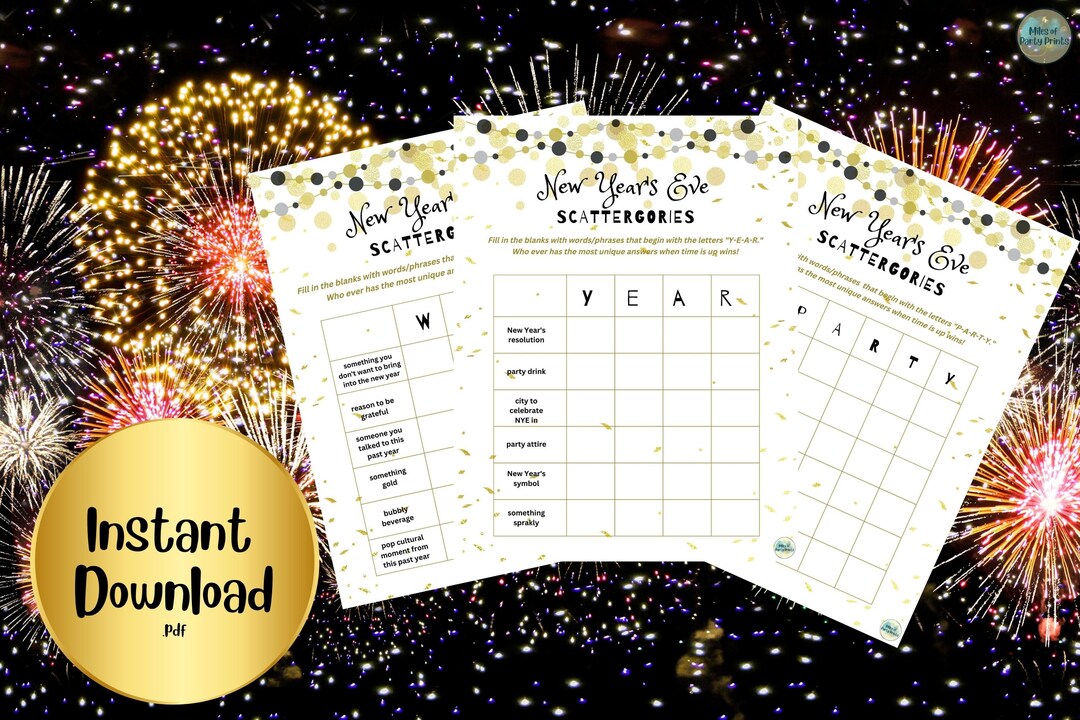 NYE Scattergories Bundlenew Years Eve Gamesprintable Nye - Etsy