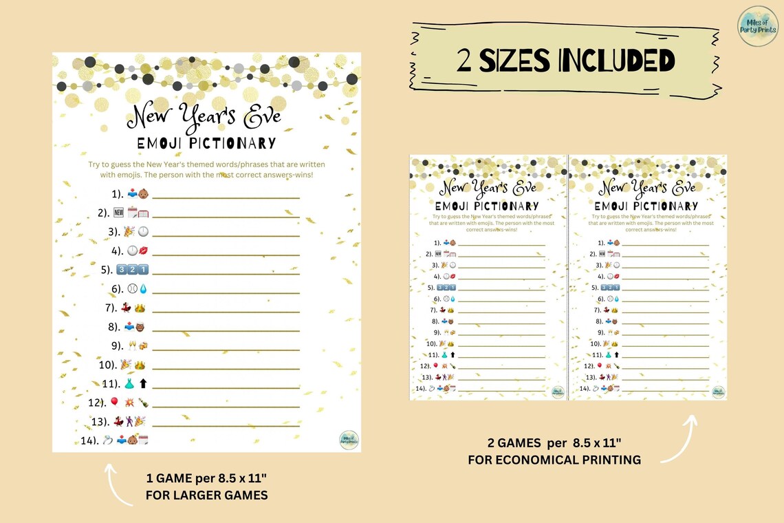 NYE Emoji Pictionary New Years Eve Games Printable Nye Activity Party ...
