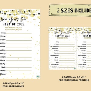 NYE Best of 2022 New Years Eve Games Printable Nye Activity Party Games ...