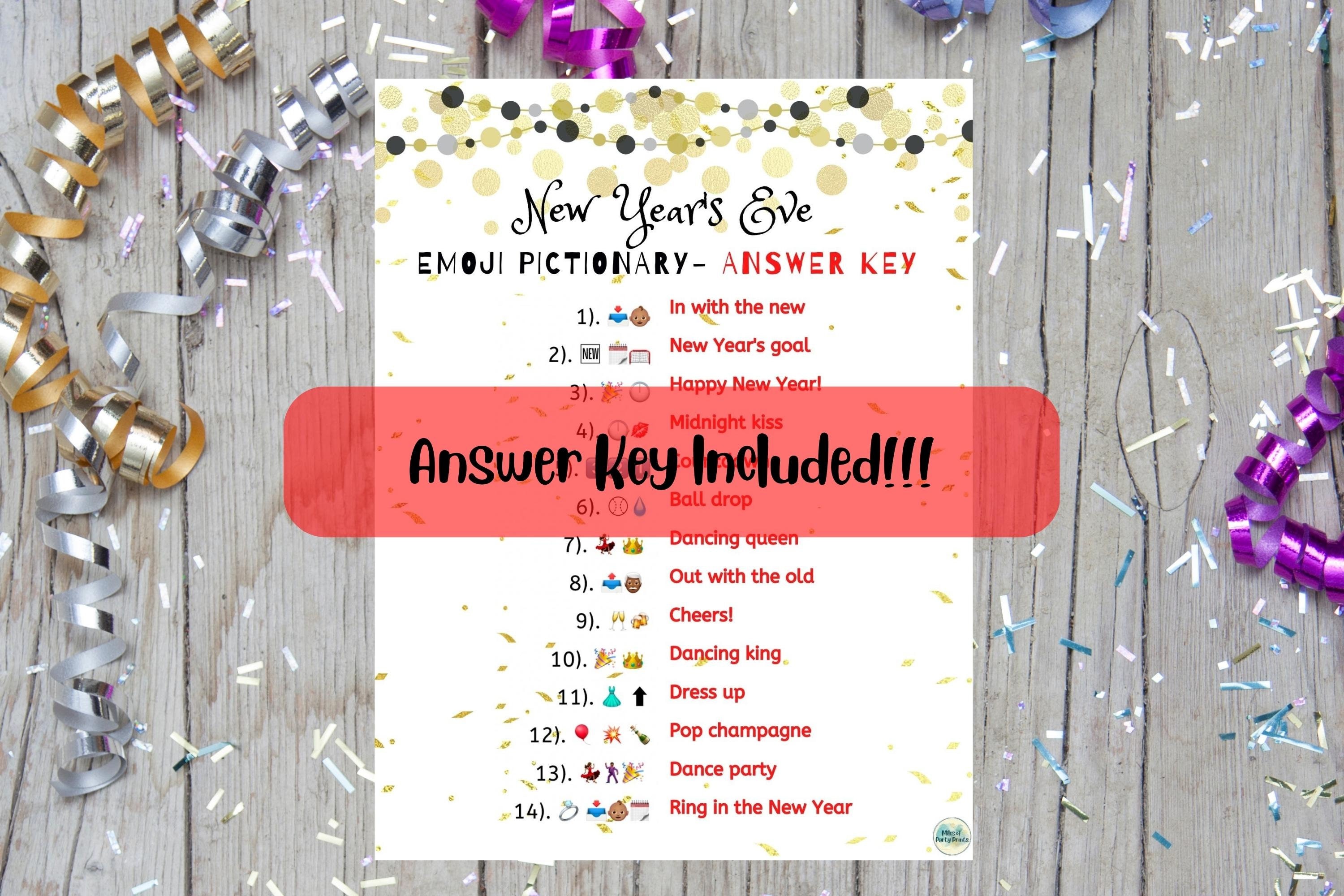 NYE Emoji Pictionary New Years Eve Games Printable Nye Activity Party ...