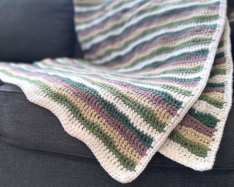 Modern Waves Crochet Blanket Pattern, Easy Beginner Tutorial (PDF) - Etsy