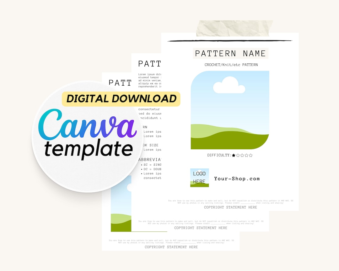 Crochet Pattern Canva Template Trendy Neutral Modern Template Knit ...