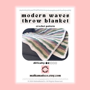 Modern Waves Crochet Blanket Pattern, Easy Beginner Tutorial (PDF) - Etsy