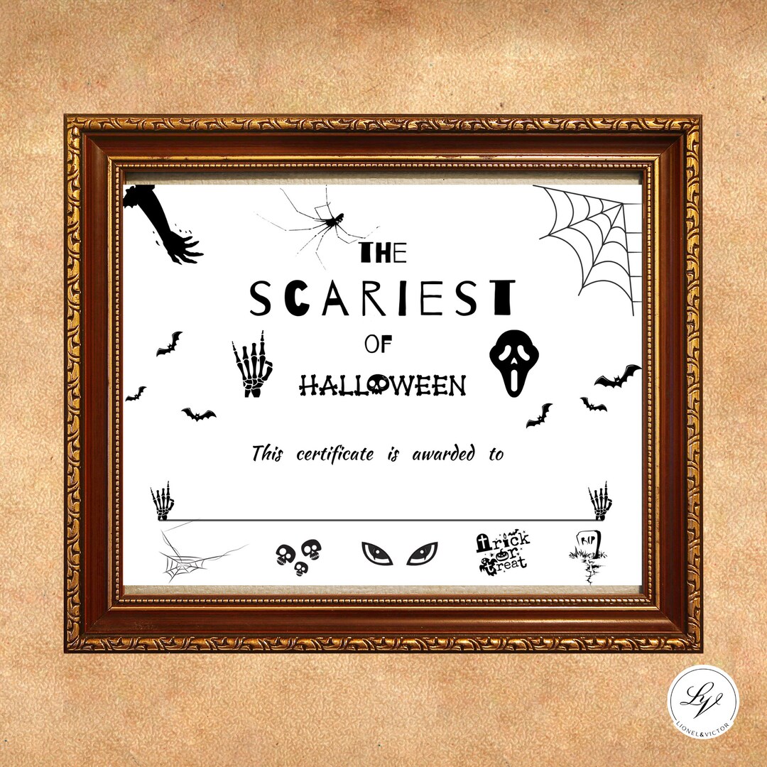 Printable the Scariest of Halloween Certificate,scary Halloween,best ...
