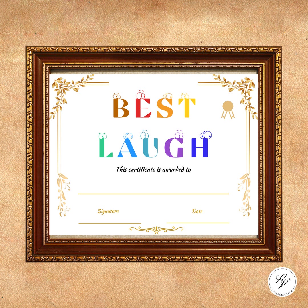 Printable Best Laugh Certificate,best Laugh Ever Award,halloween Best ...