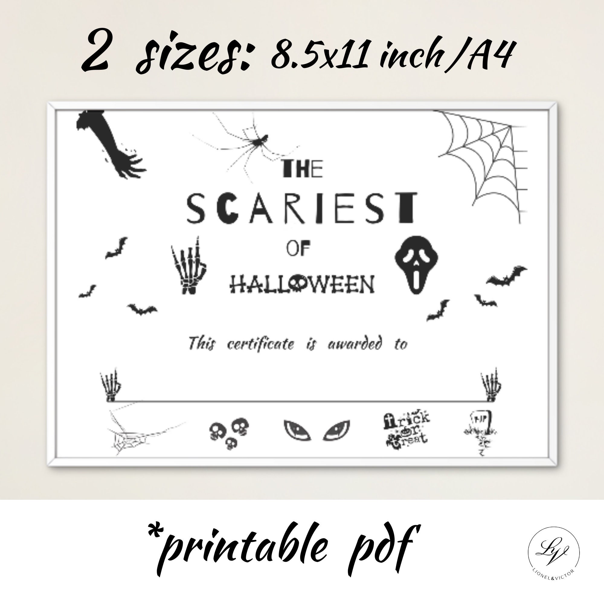 Printable the Scariest of Halloween Certificate,scary Halloween,best ...