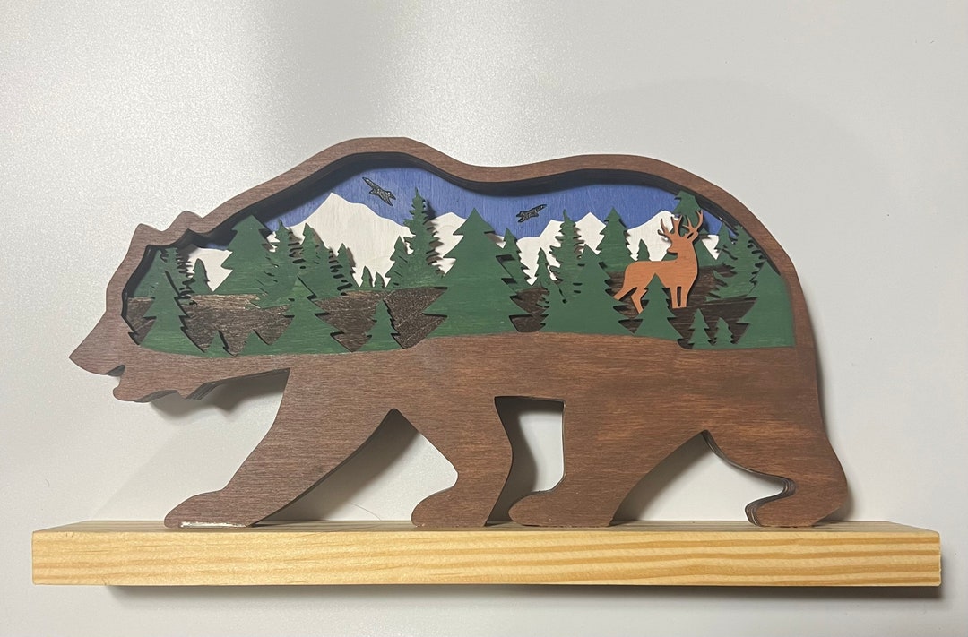 Art Wooden Bear Themed. Decorations for Home. Rustic Decoration for ...