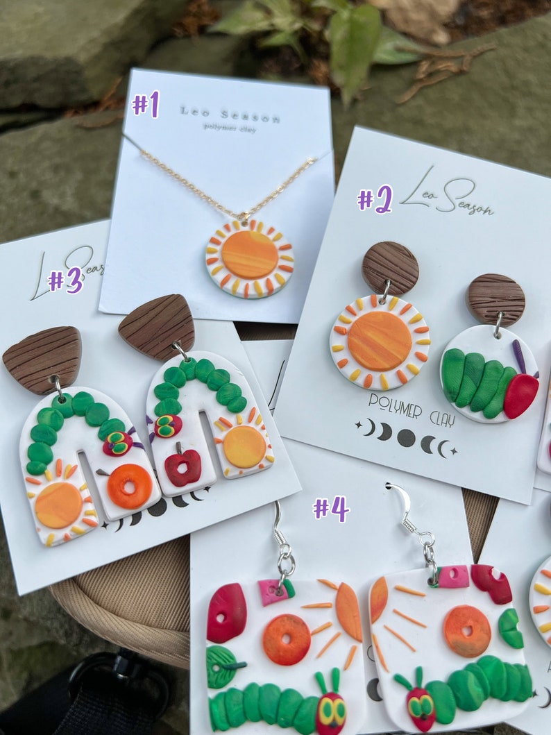 Hungry Caterpillar Earrings Polymer Clay Earrings the Very Hungry ...