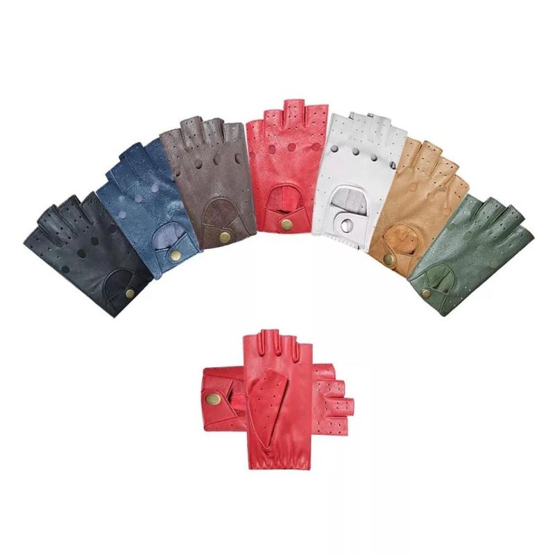 Leather Half Finger Glove - Etsy UK