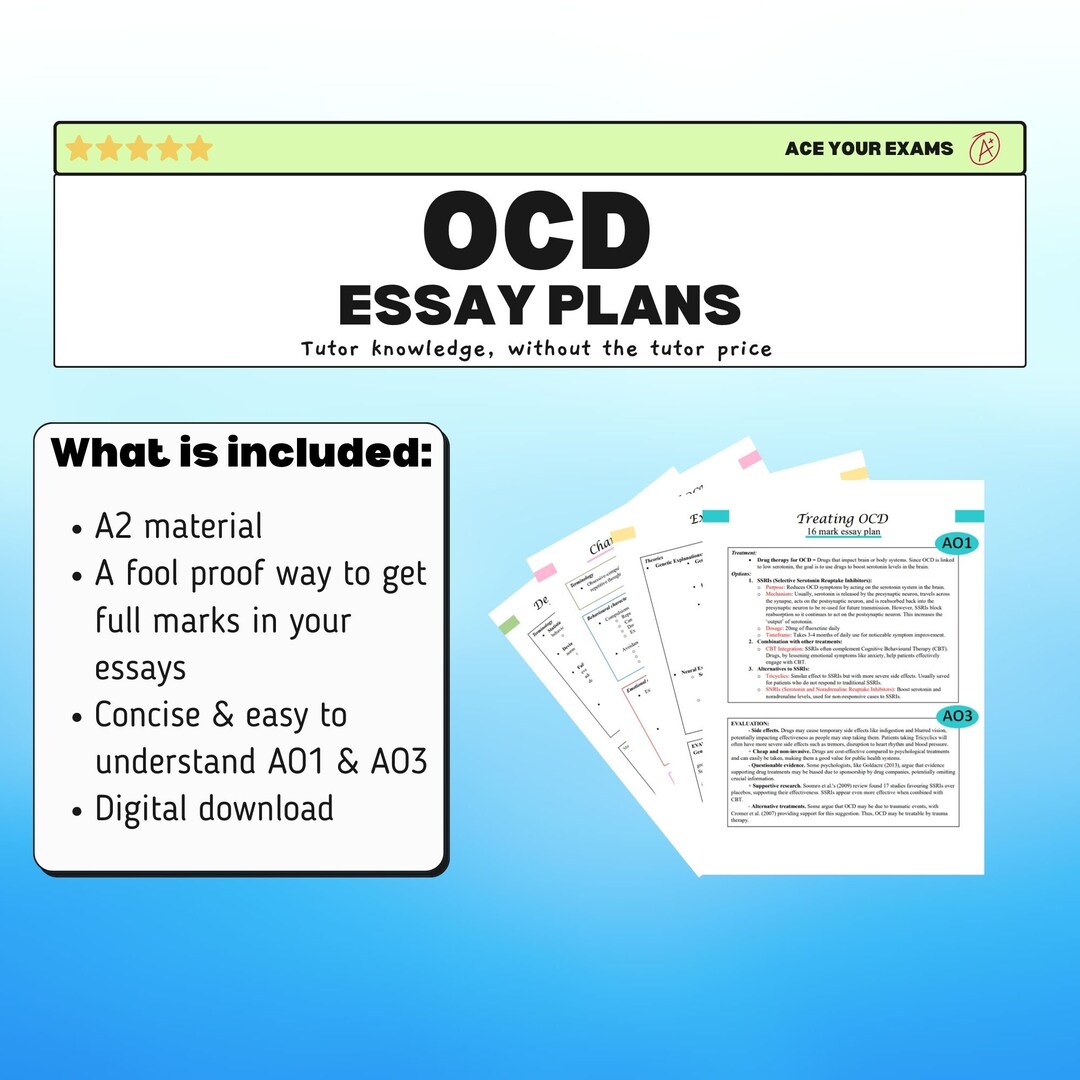 OCD Essay Plans | Obsessive Compulsive Disorder AQA | Psychology A ...