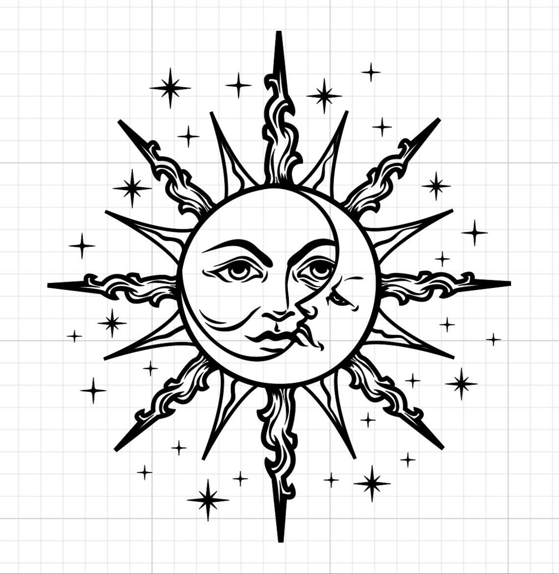 7x7 Celestial Sun Vinyl Decal - Etsy