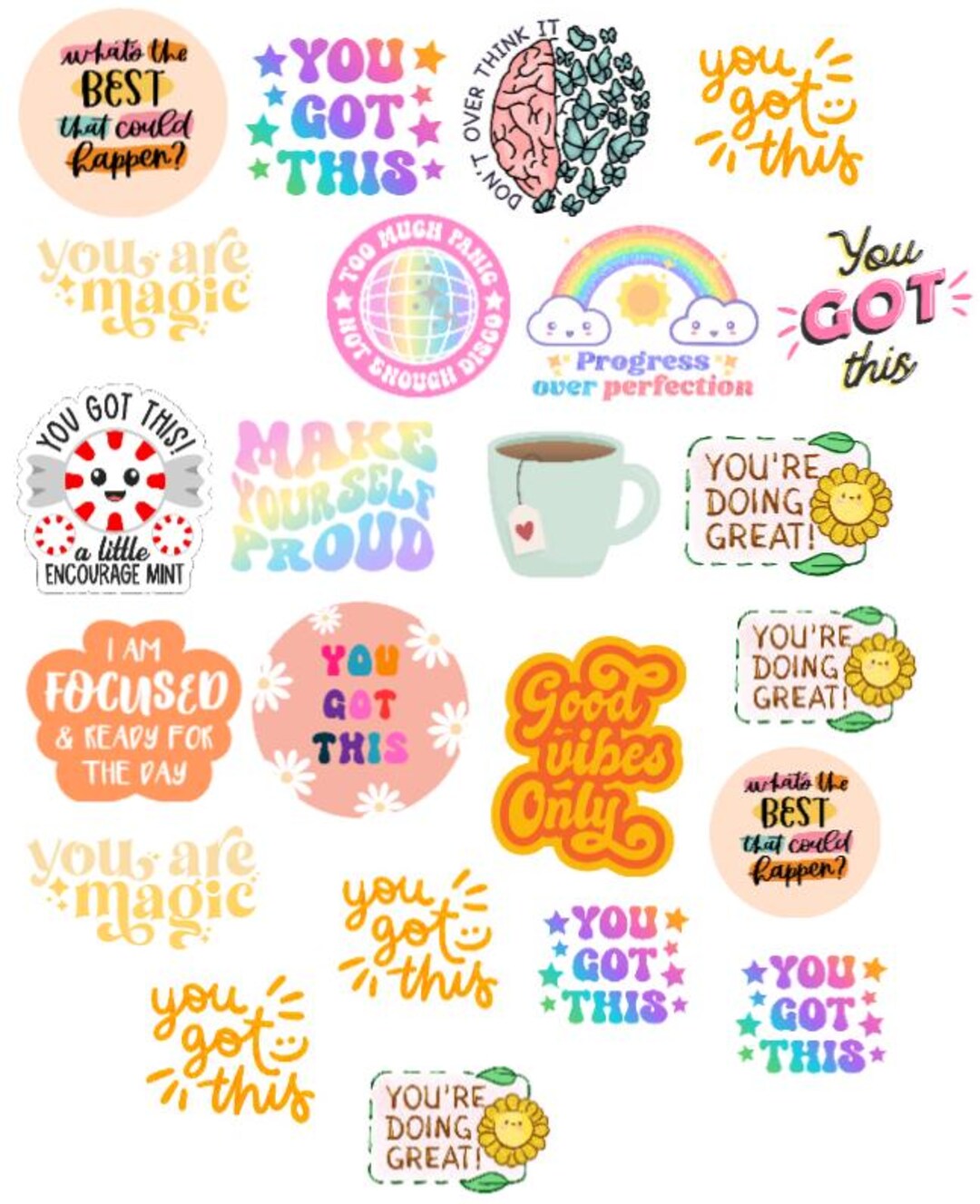 50 Piece Motivational Sticker Set | Waterproof Stickers for Laptops ...