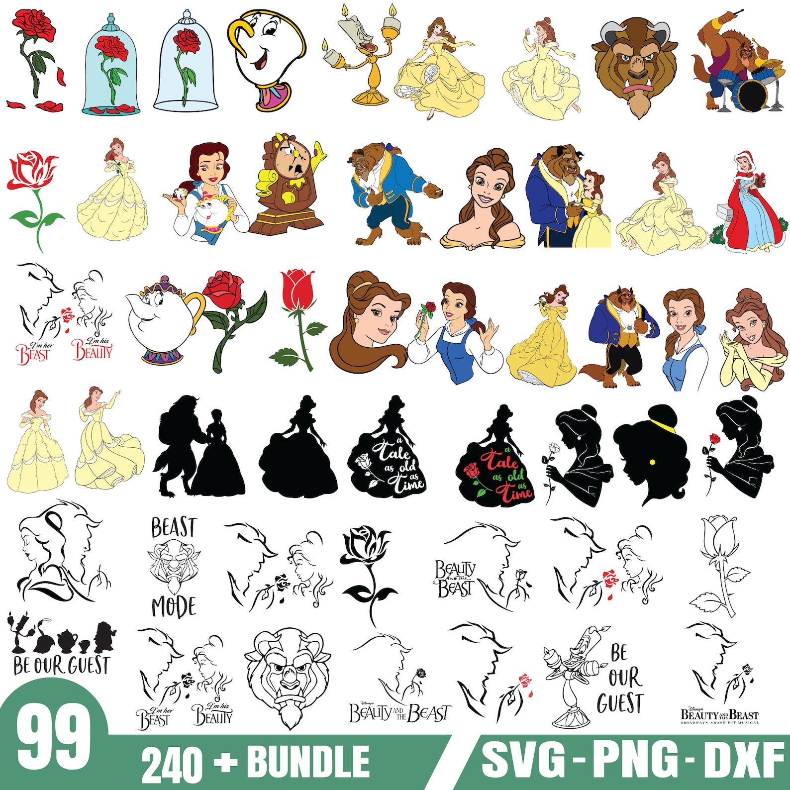 Beauty and the Beast Svg Bundle- PNG-SVG-DXF - Etsy