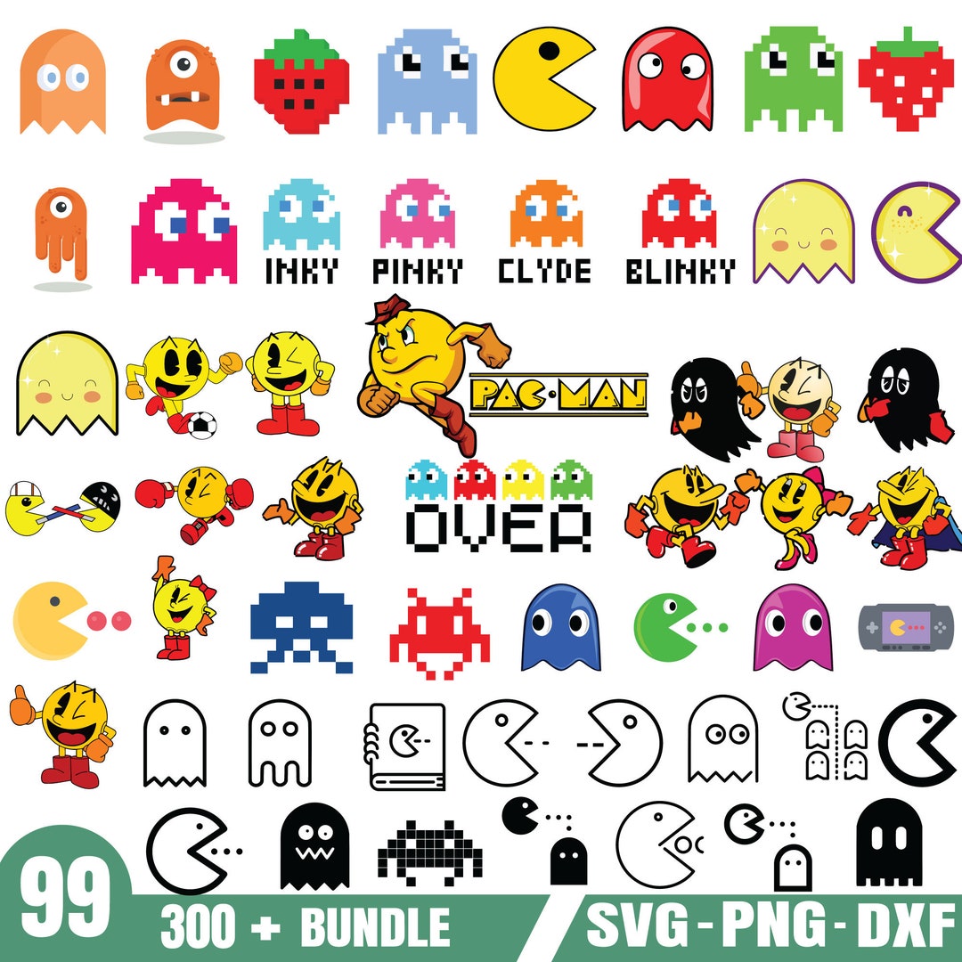 Pacman Svg Bundle PNG-SVG-DXF - Etsy