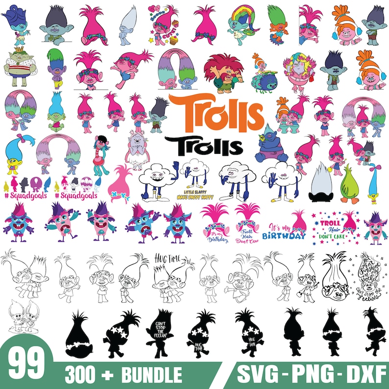 Trolls Svg Bundle- PNG-SVG-DXF - Etsy