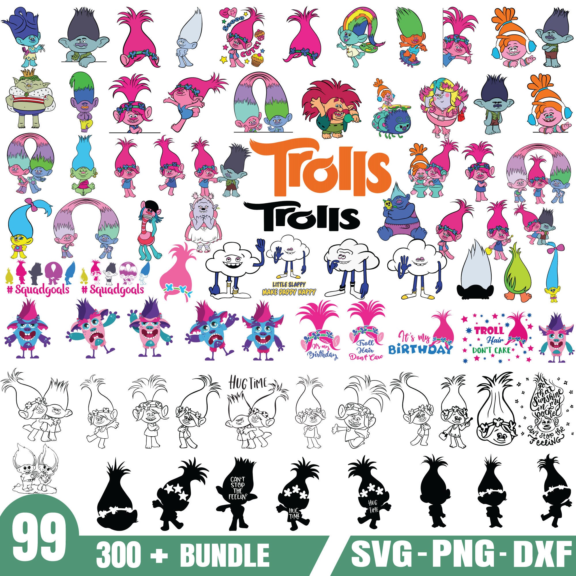 Paquete Trolls Svg PNG-SVG-DXF - Etsy España