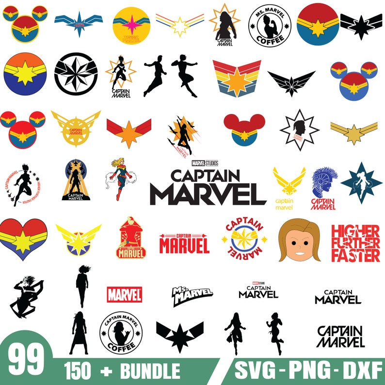 Captain Marvel Svg Bundle PNG-SVG-DXF - Etsy