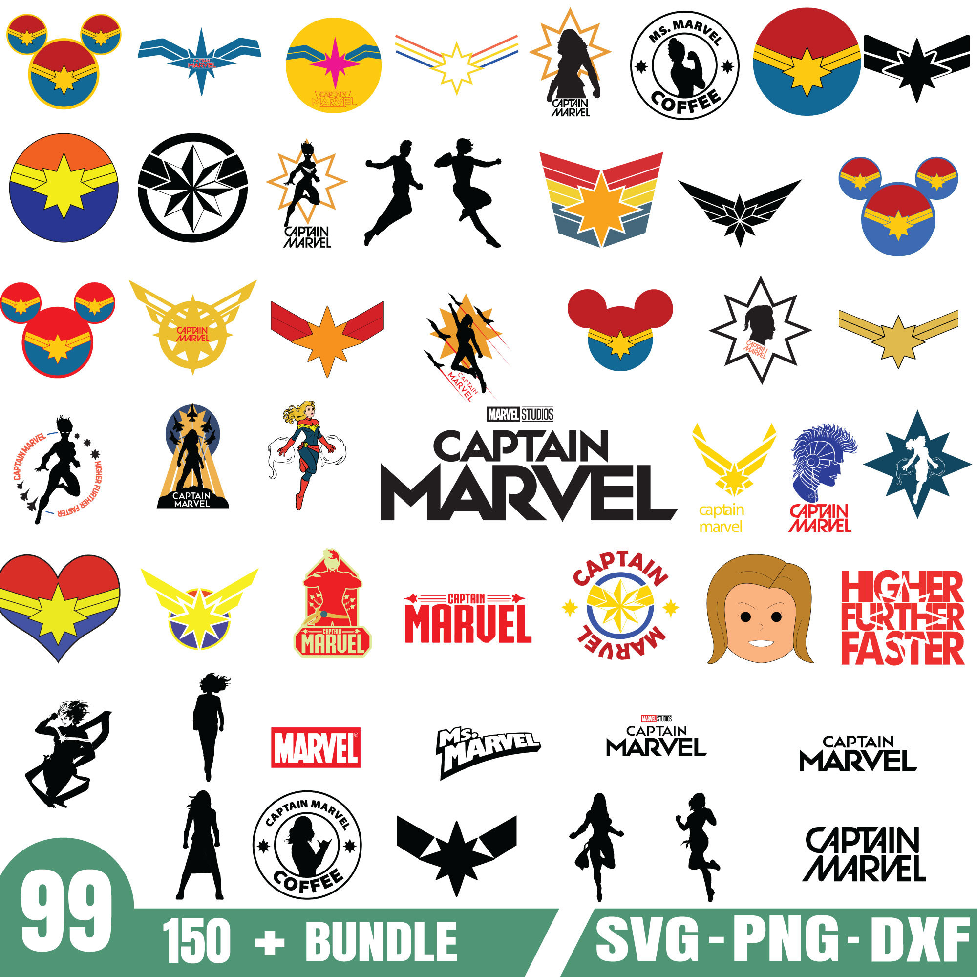 Captain Marvel Svg Bundle PNG-SVG-DXF - Etsy
