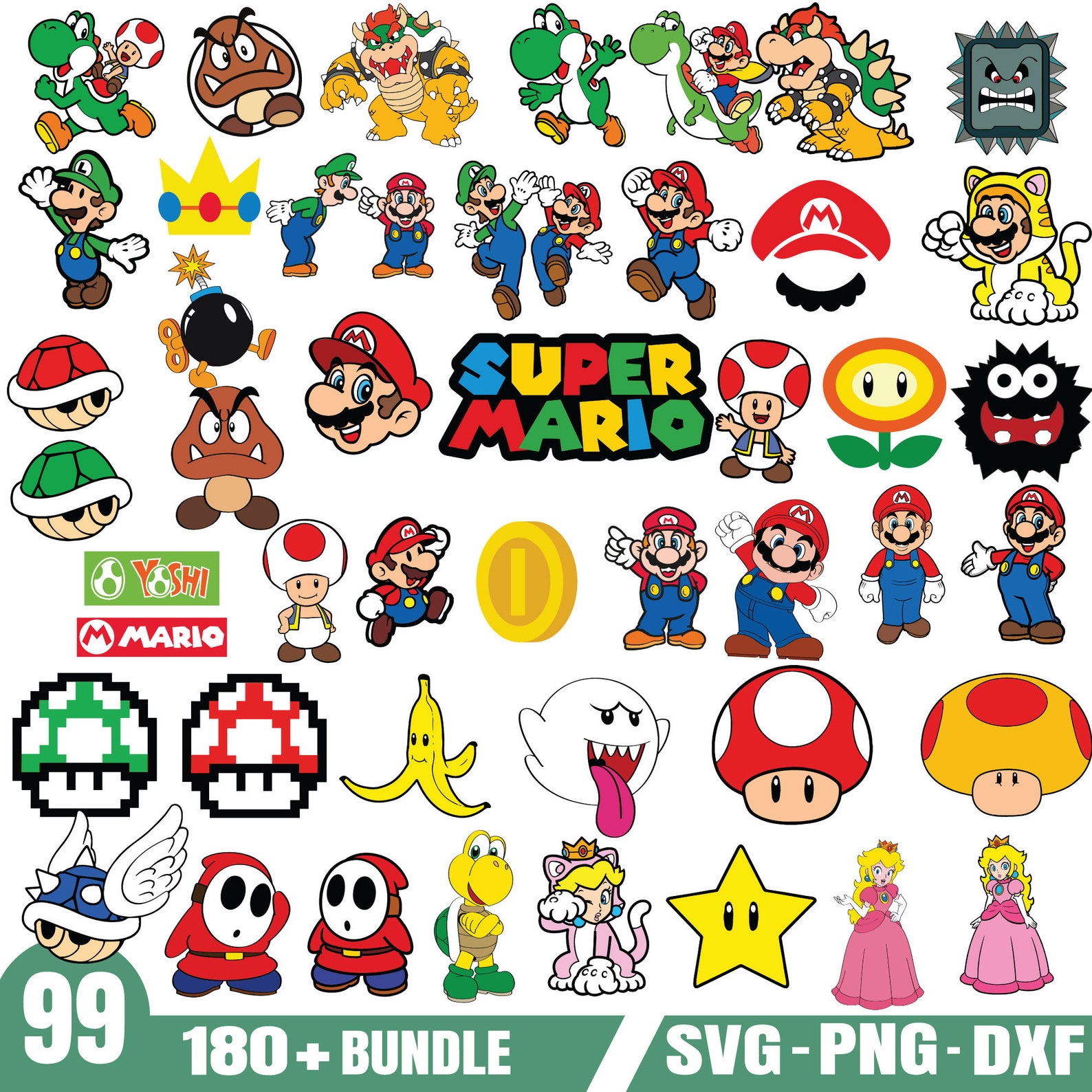 Super Mario Svg Bundle- PNG-SVG-DXF - Etsy