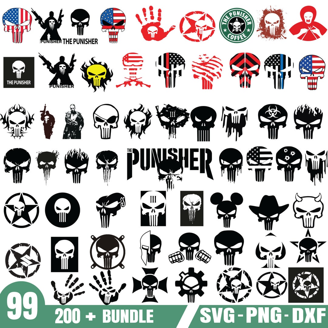Punisher Svg Bundle- PNG-SVG-DXF - Etsy