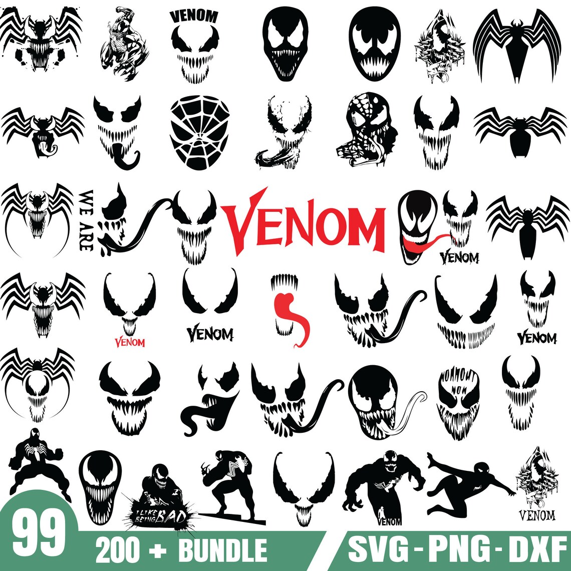Venom Svg Bundle- PNG-SVG-DXF - Etsy