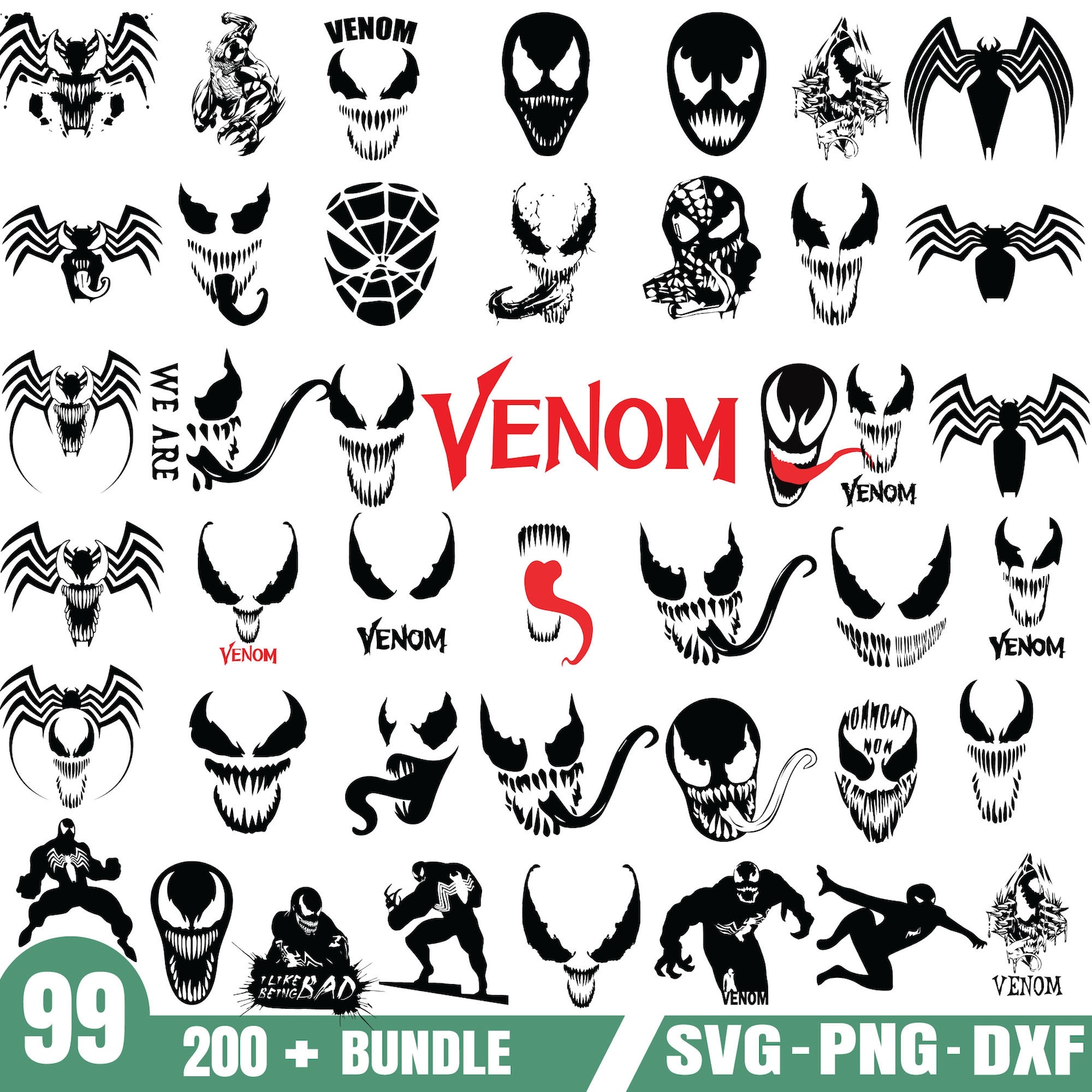 Venom Svg Bundle- PNG-SVG-DXF - Etsy