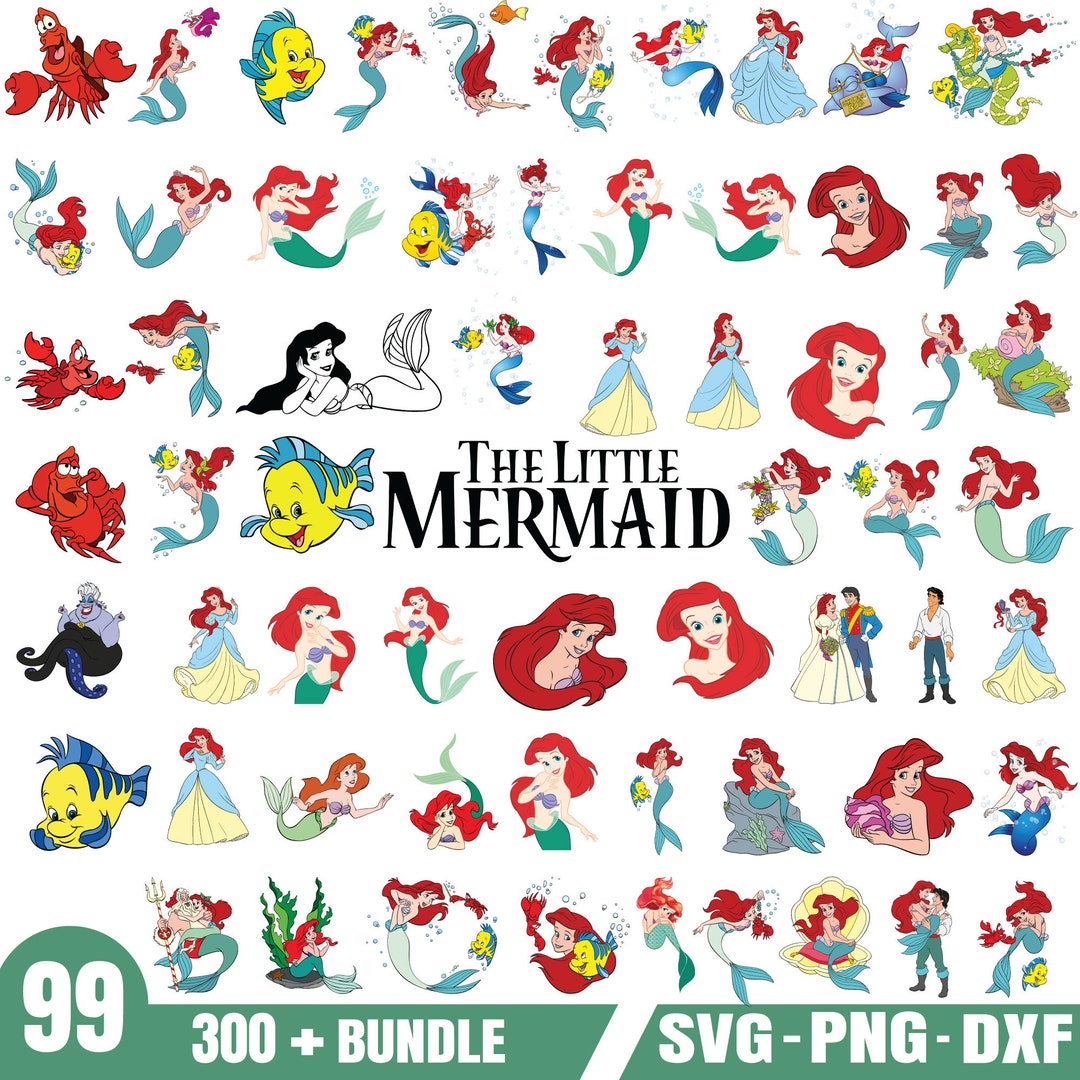 Little Mermaid Svg Bundle- PNG-SVG-DXF - Etsy