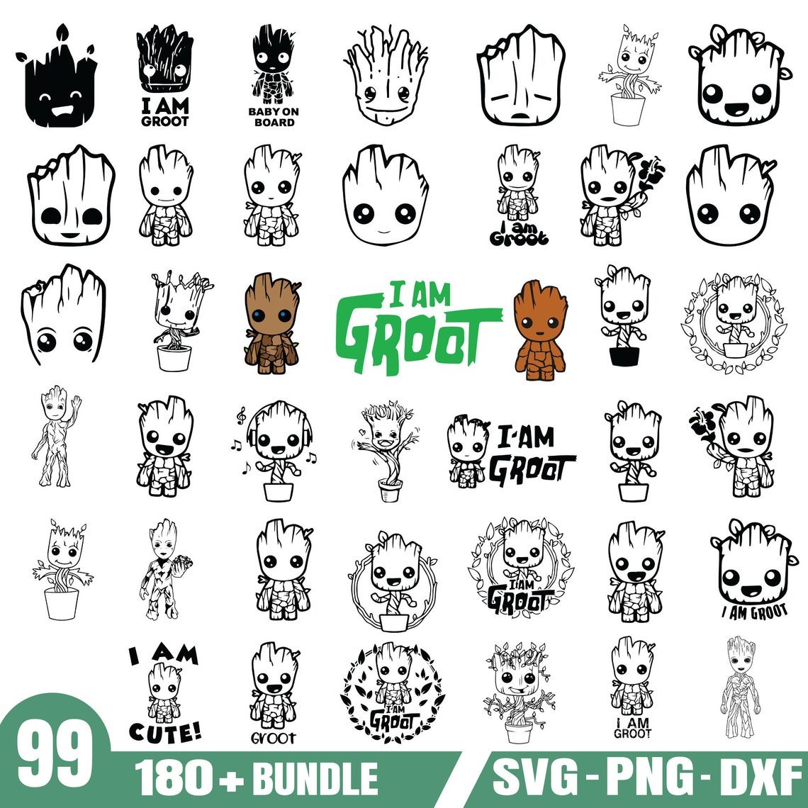 Baby Groot Svg Bundle PNG-SVG-DXF - Etsy