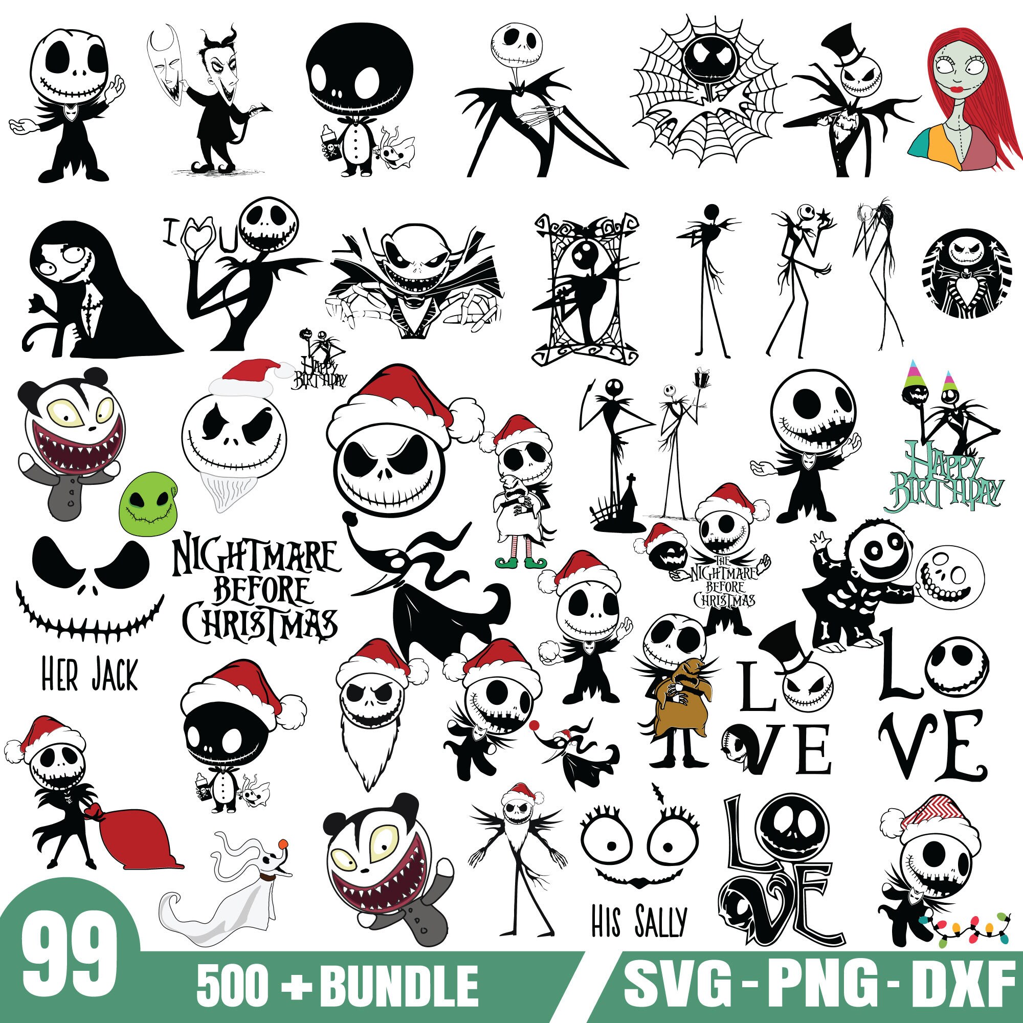 Jack Skellington Svg Bundle PNG-SVG-DXF - Etsy Canada